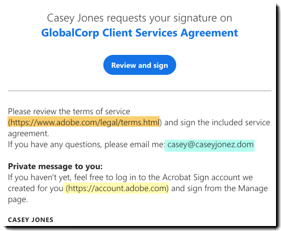 Clickable links in message fields